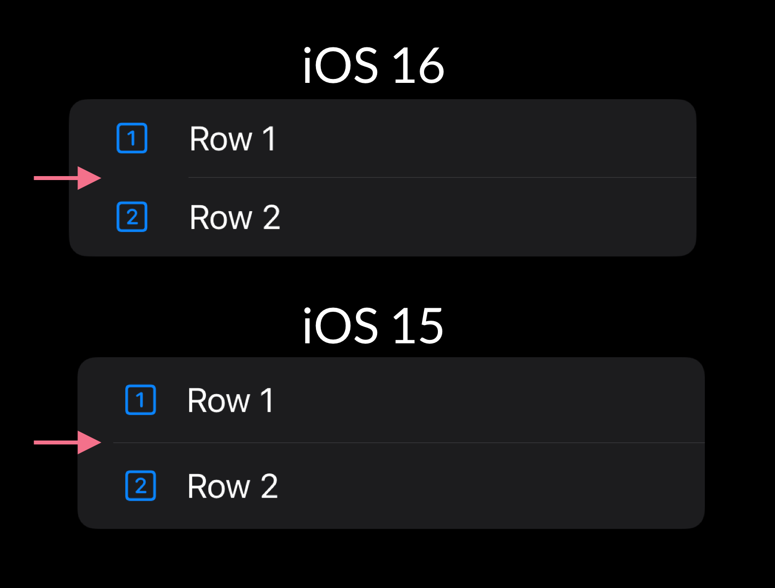 Adjust List row separator insets Adjust List row separator insets