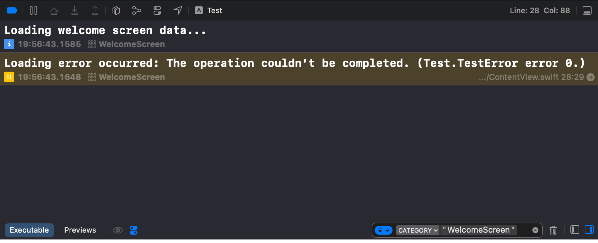 Filtering logs in Xcode 15