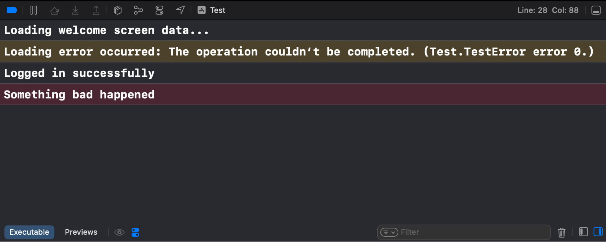 Filtering logs in Xcode 15