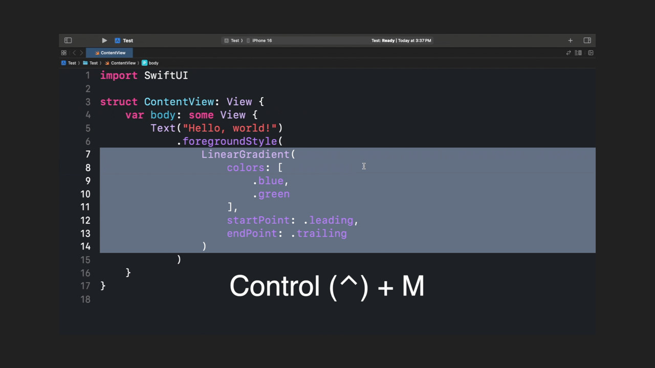 Format long parameter lists into separate lines in Xcode