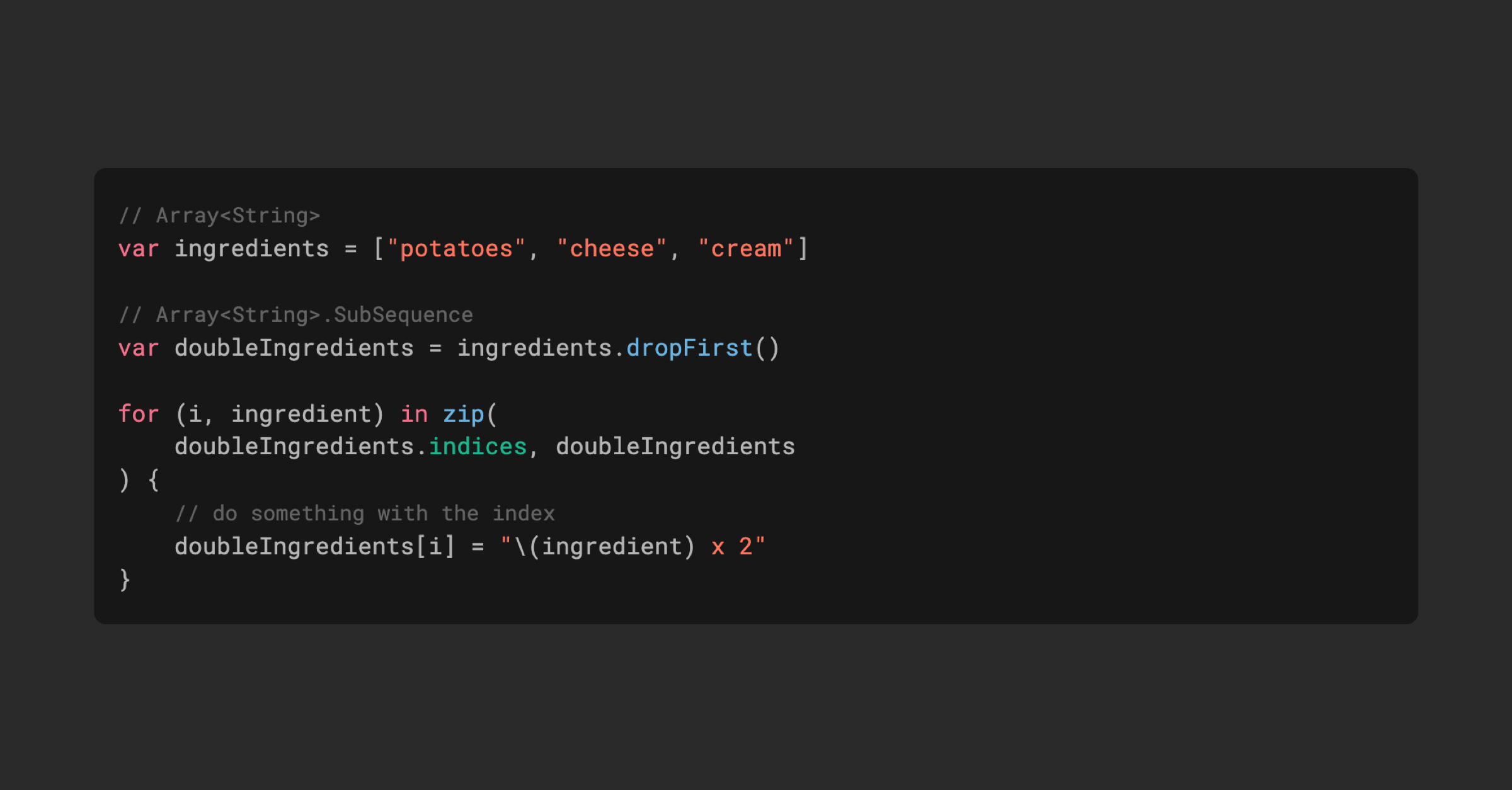 Iterate Over Items And Indices In Swift Collections