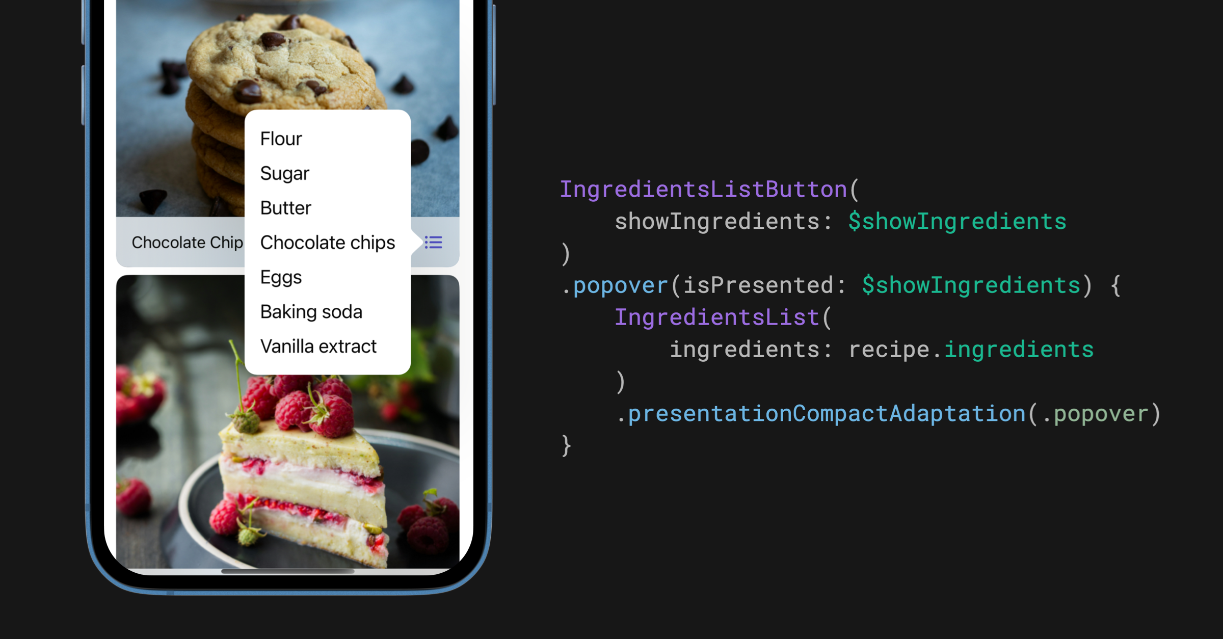 Show a popover on iPhone in SwiftUI