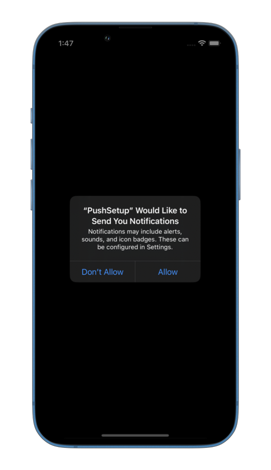 iOS app setup for remote push notifications