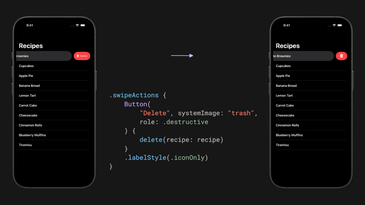Show icons only in SwiftUI swipe actions on iOS 26