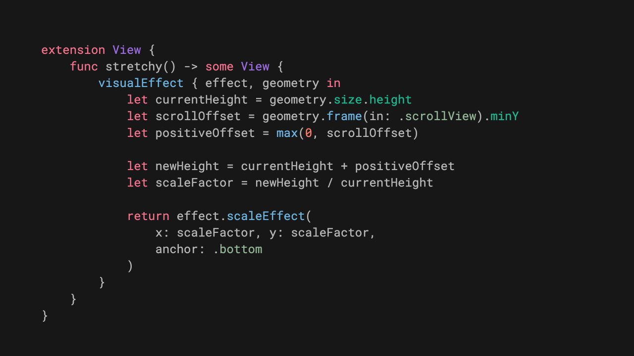 Stretchy header in SwiftUI with visualEffect() Stretchy header in SwiftUI with visualEffect()